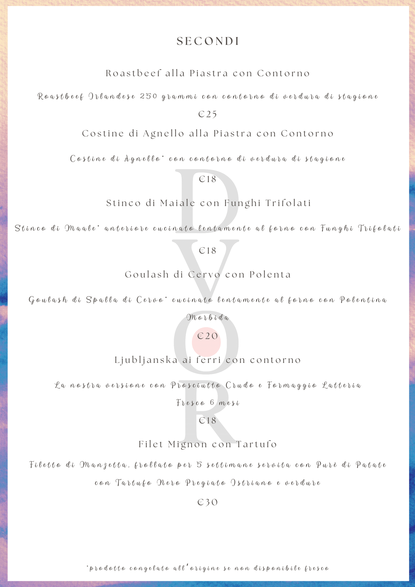 Menù | Ristorante Osteria Dvor - San Floriano del Collio